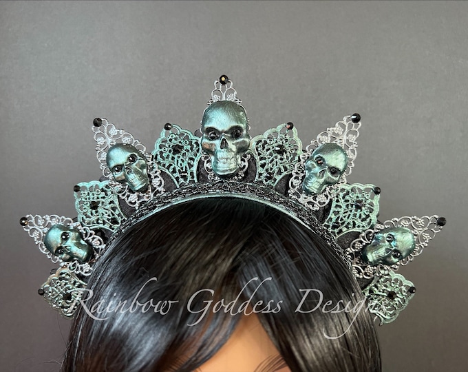 Green Gothic Crown, Metal Crown, Gothic Tiara, Filigree Crown, Vampire ...