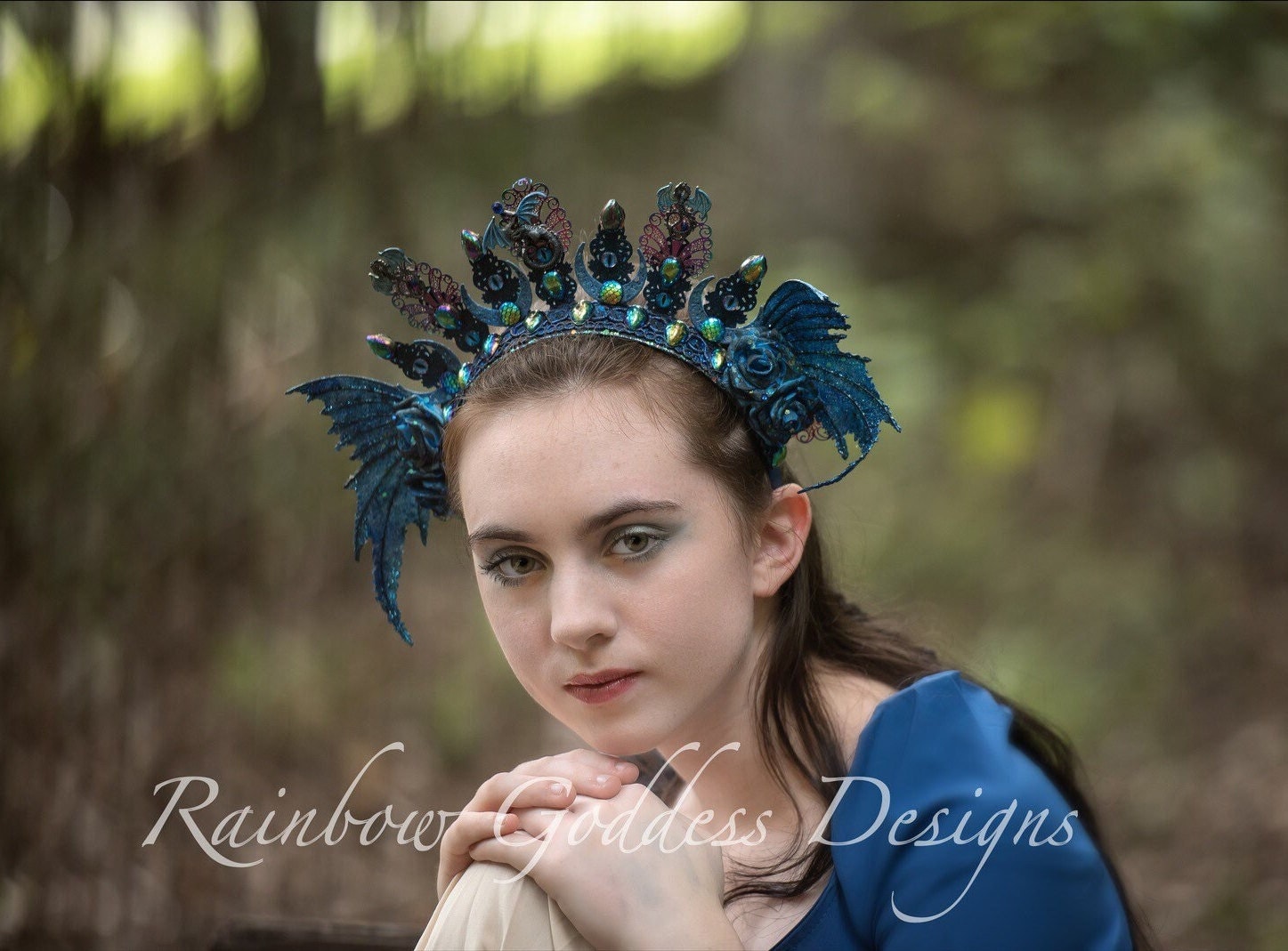 Blue Dragon Wing Headdress, Dragon Headpiece, Dragon Headband, Dragon ...