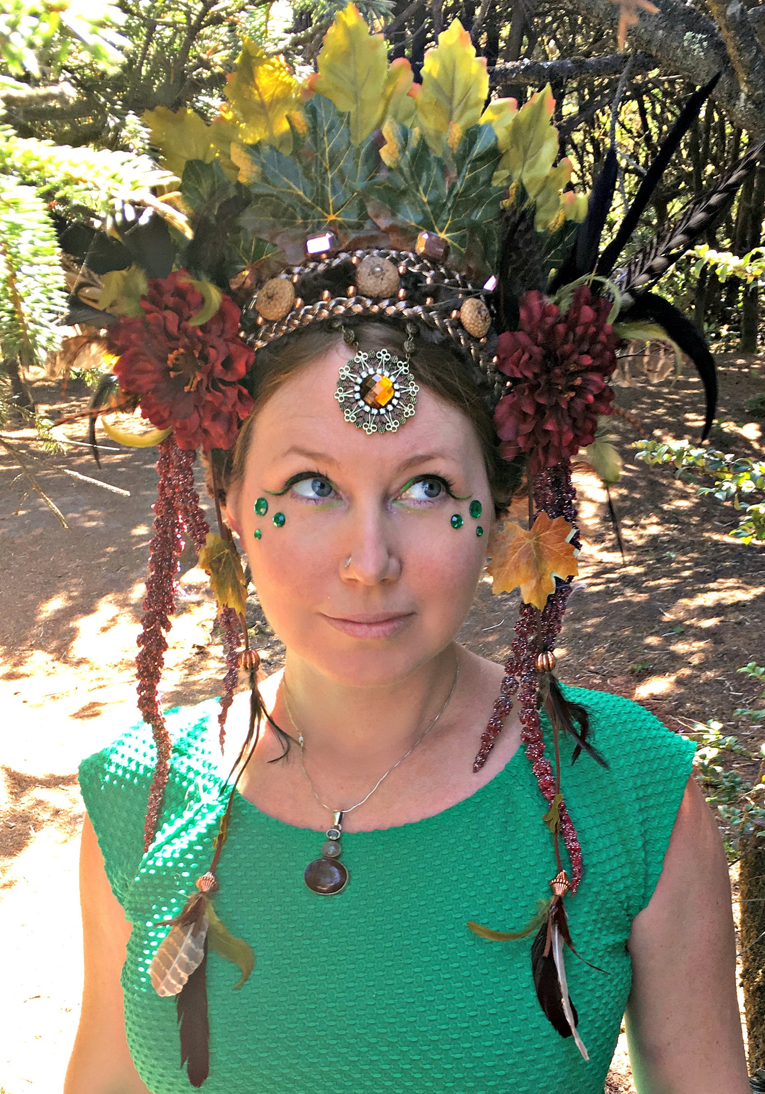 Forest Goddess Headdress, Feather Headdress, Flower Headdress, Woodland ...