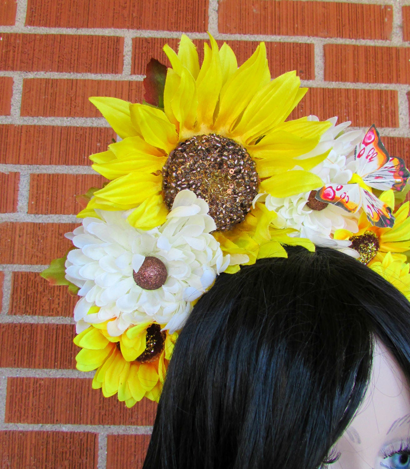 Sunflower Crown, Floral Crown, Flower Crown Headband, Flower Head ...