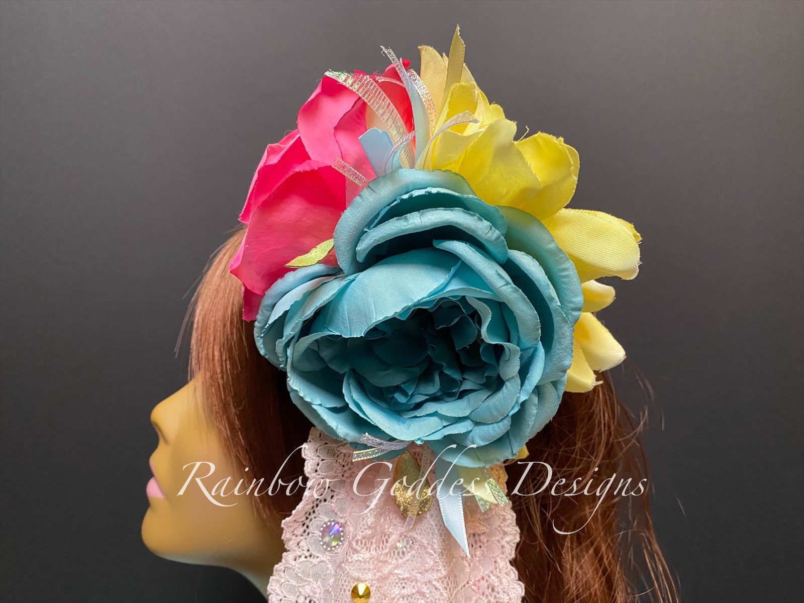 Pastel Flower Headband Flower Headdress Rose Headdress | Etsy