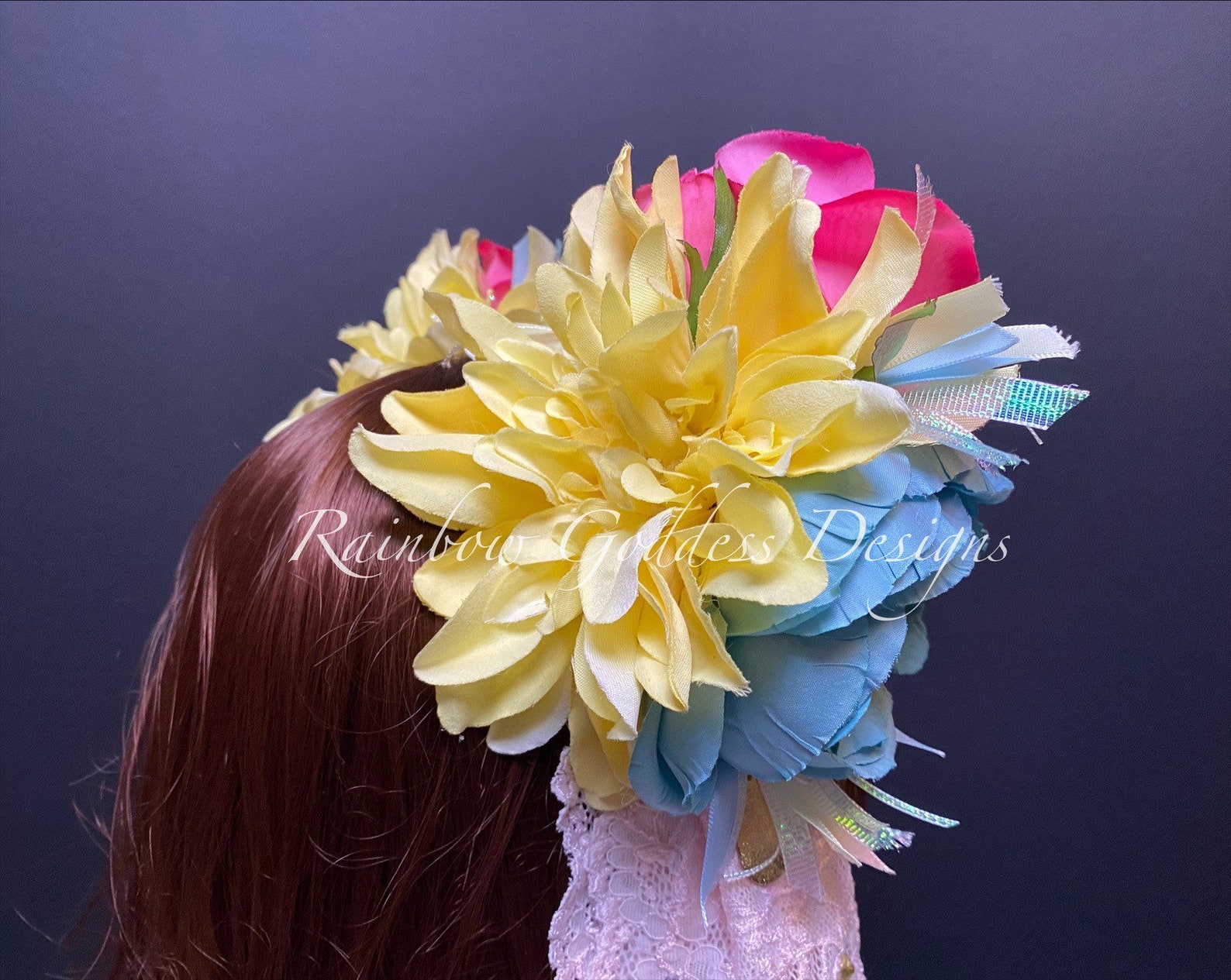 Pastel Flower Headband Flower Headdress Rose Headdress - Etsy