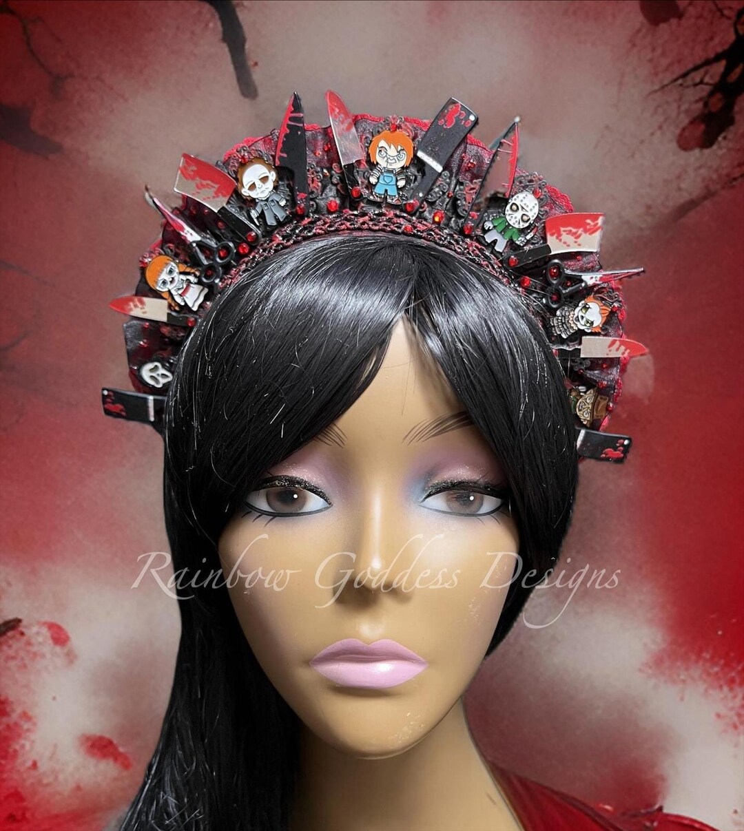 Horror Movie Killer Crown, Scary Movie Tiara, Bloody Knife Crown ...