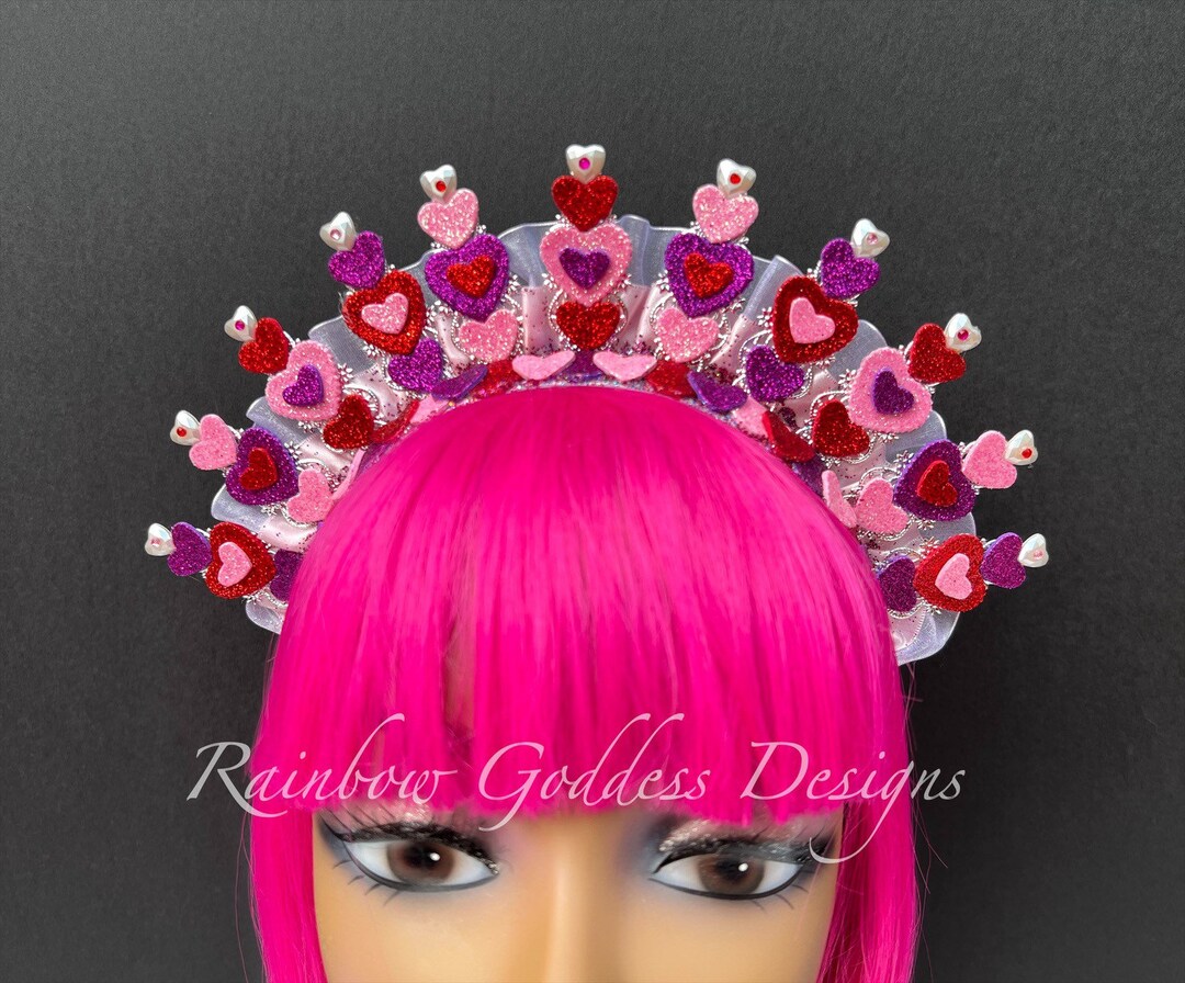 Glitter Heart Crown: Valentine's Day Headband, Queen of Hearts Tiara - Etsy