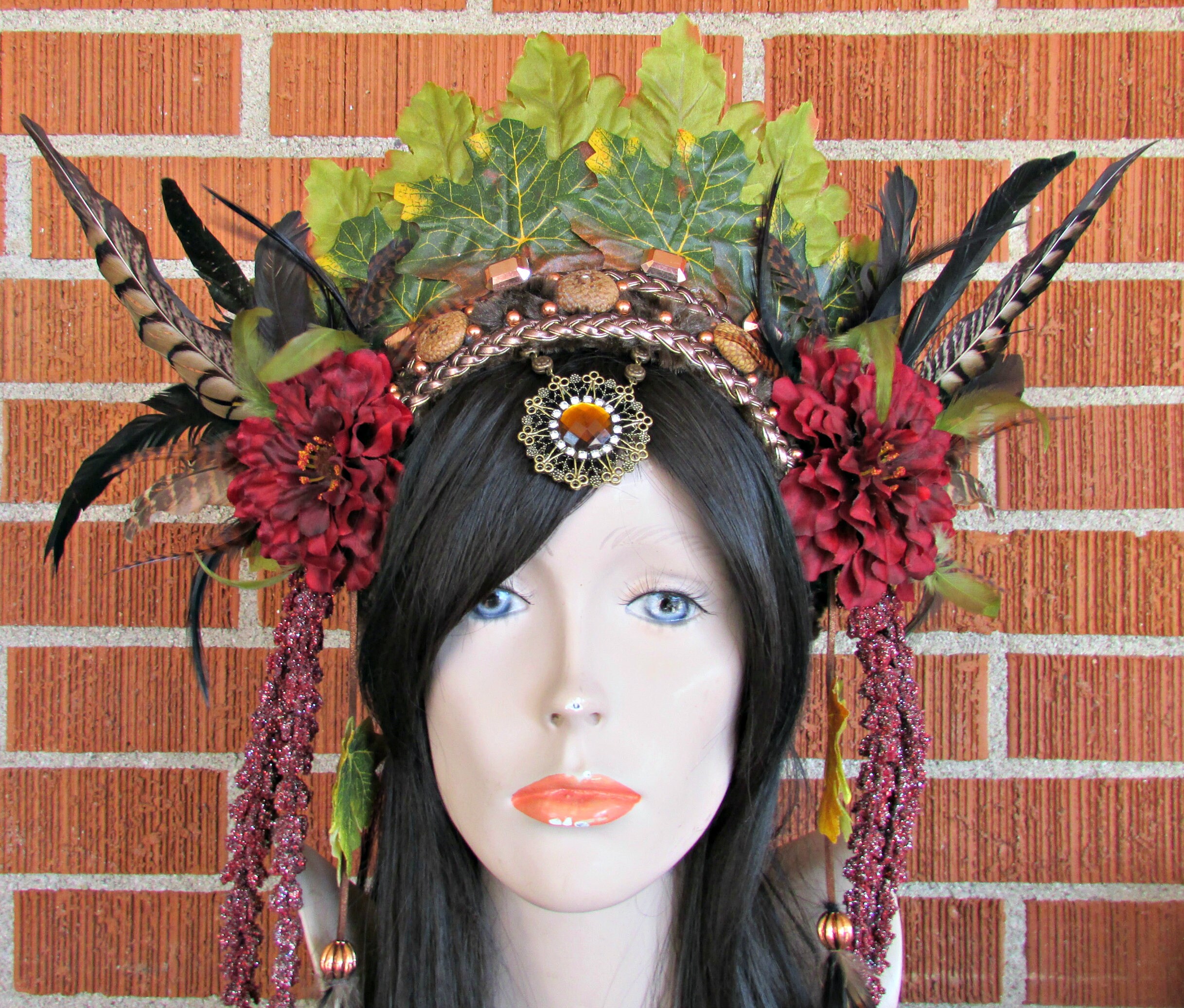 Forest Goddess Headdress, Feather Headdress, Flower Headdress, Woodland ...