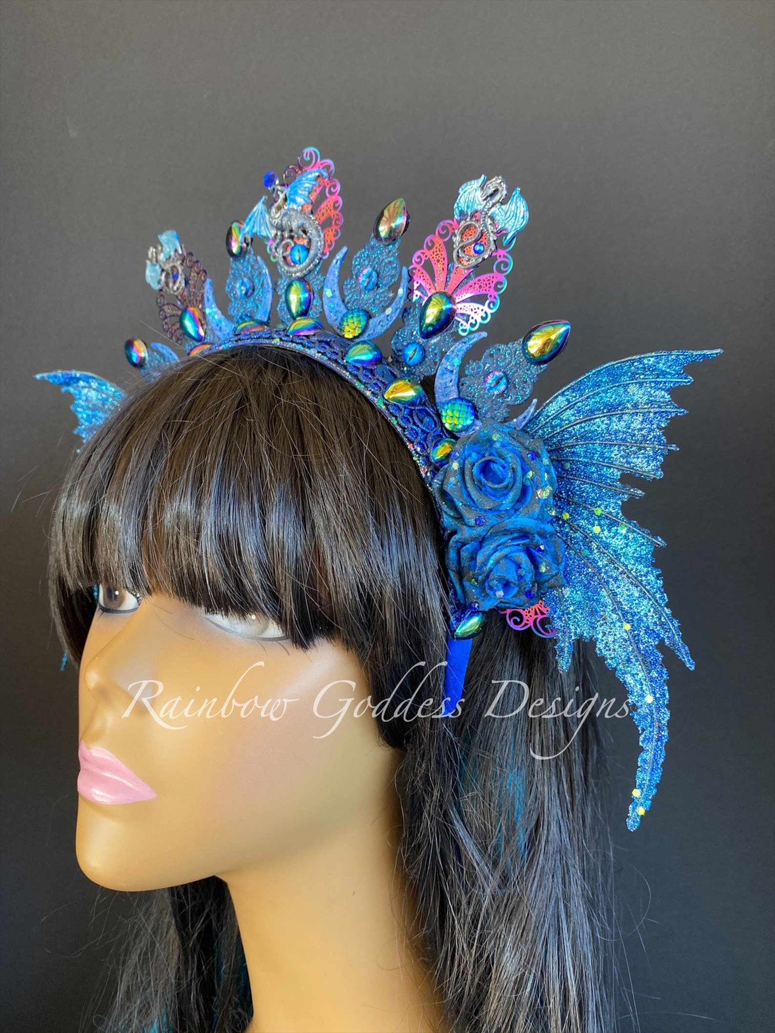 Blue Dragon Wing Headdress Dragon Headpiece Dragon Headband - Etsy