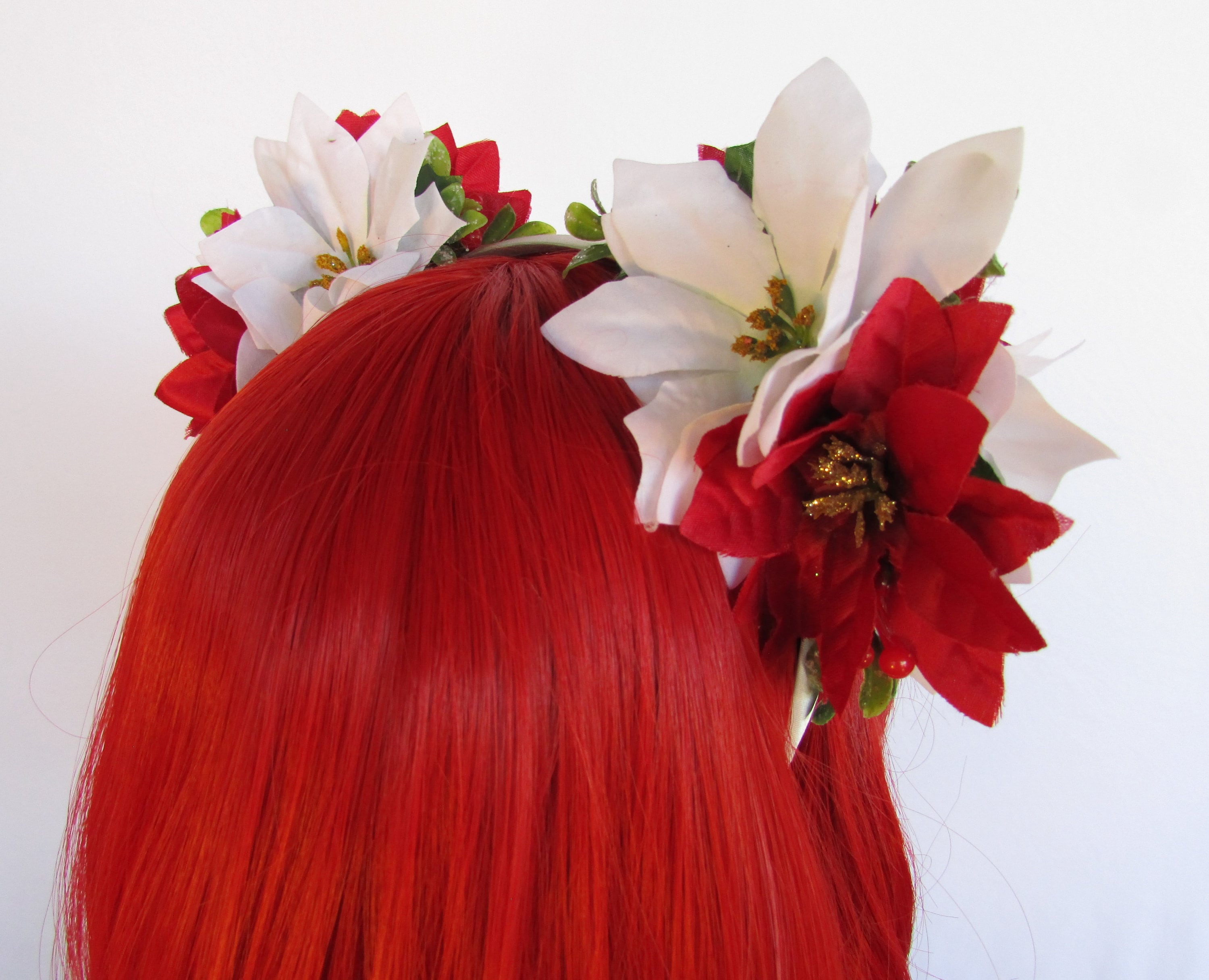 Poinsettia Headband, Christmas Flower Crown, Holiday Headband, Winter ...