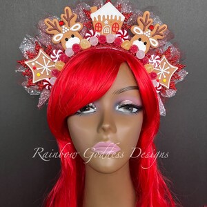 Reindeer Gingerbread Headdress, Peppermint Christmas Headband, Candy ...