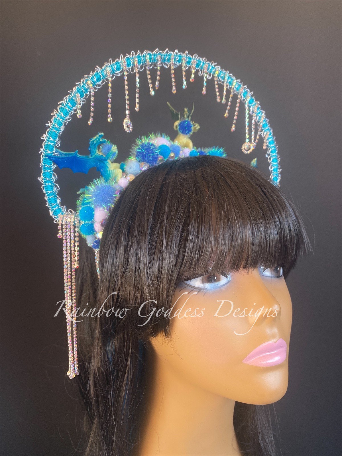 Ice Dragon Halo Headdress, Dragon Headpiece, Dragon Headband, Dragon ...