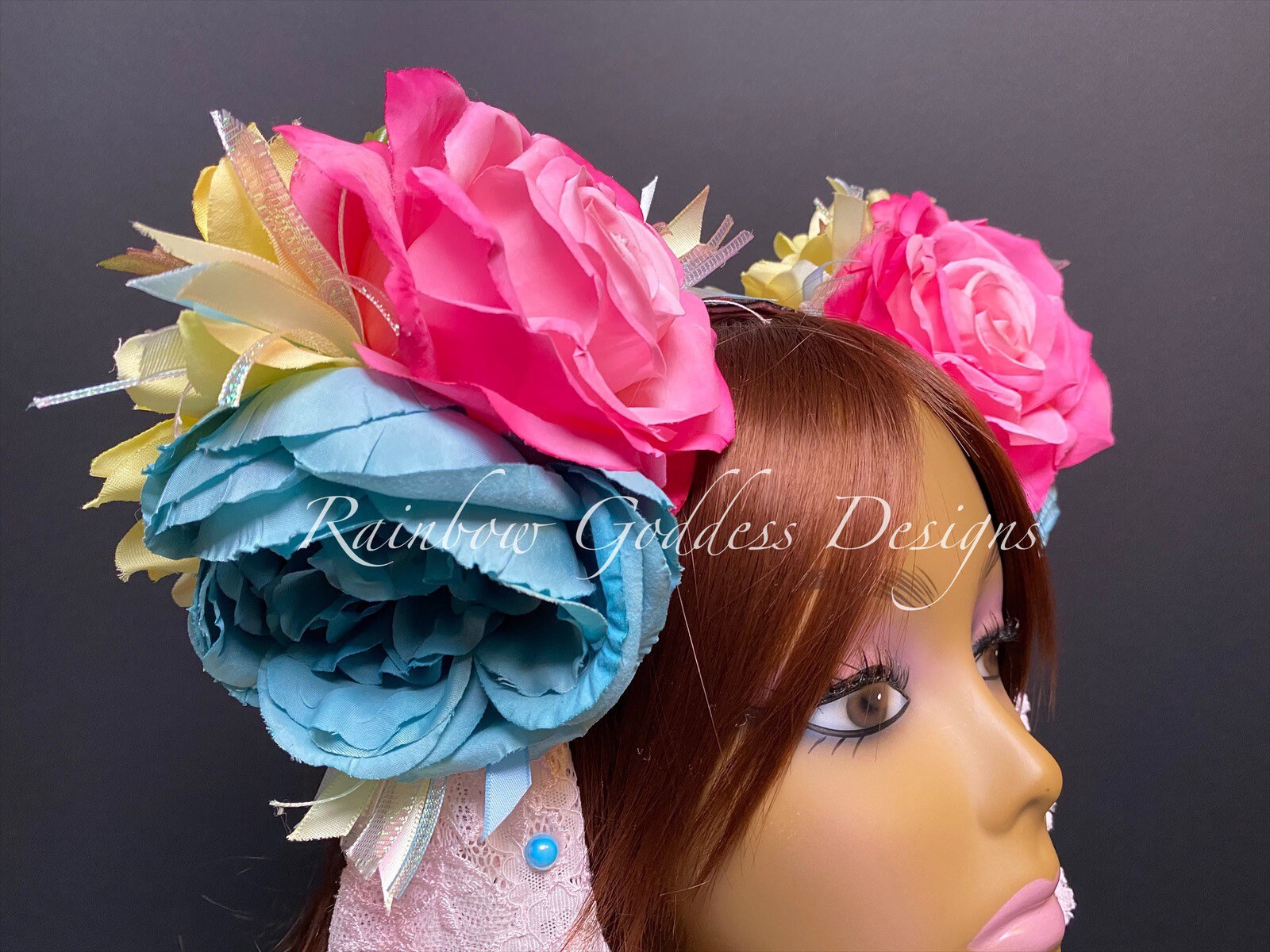 Pastel Flower Headband Flower Headdress Rose Headdress | Etsy