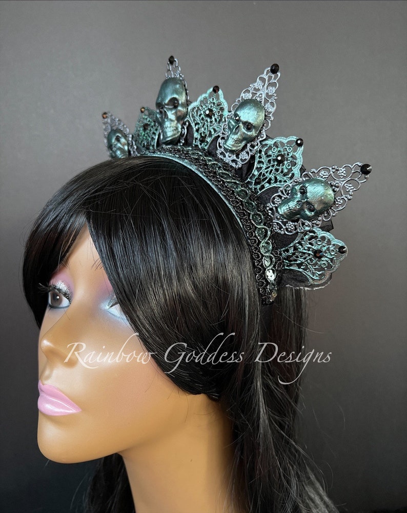 Green Gothic Crown Metal Crown Gothic Tiara Filigree Crown - Etsy