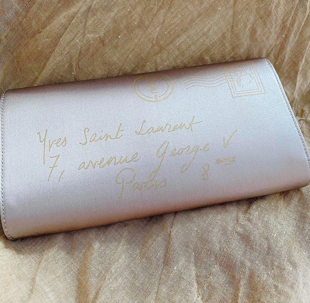 Vintage YVES SAINT LAURENT Y-mail Envelope Evening Clutch Satin Bag ...