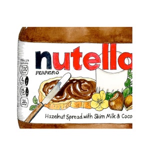 Nutella Illustration, Hand Drawn, Chocolate Spread, Foodie Gift ...