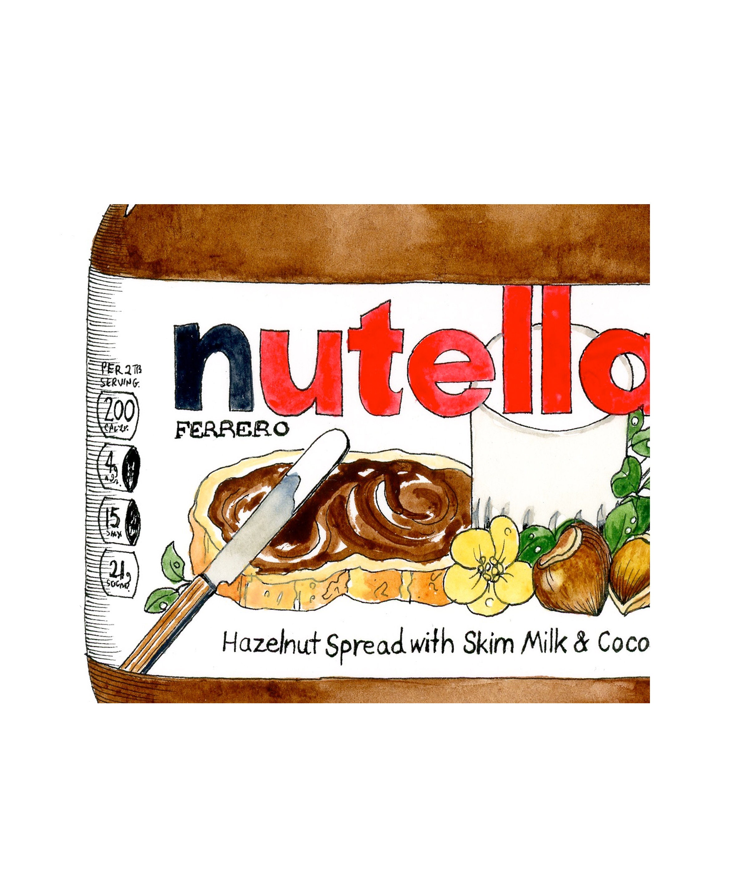 Nutella Illustration, Hand Drawn, Chocolate Spread, Foodie Gift ...