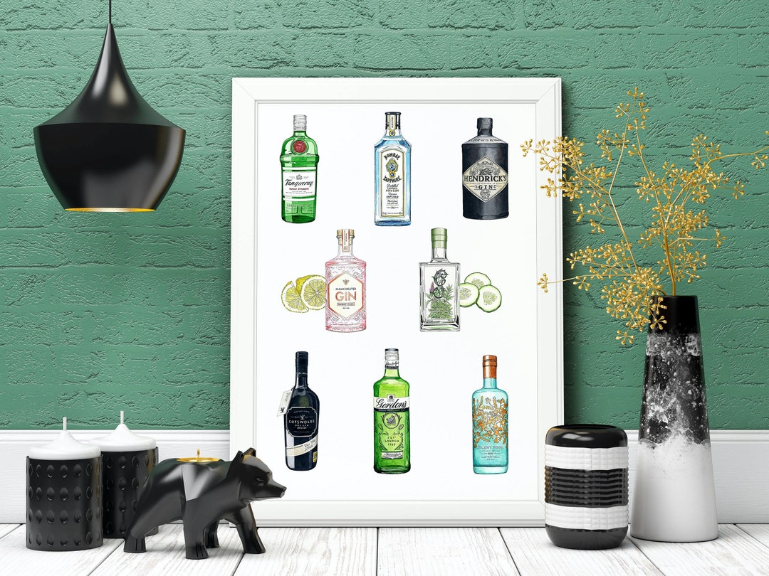 Gin Print, Gin Poster, Gin Lover Gift, Bar Sign, Kitchen Decor, Kitchen ...