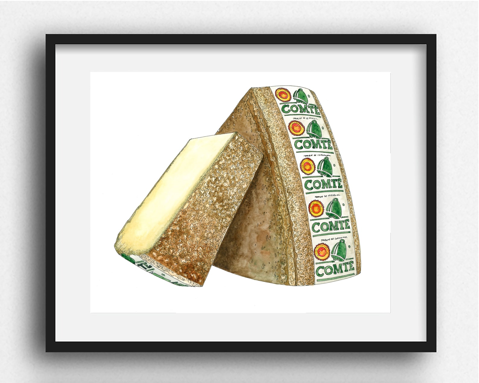 Comté Cheese Drawing Hand Drawn Cheese Illustration Kitchen - Etsy UK