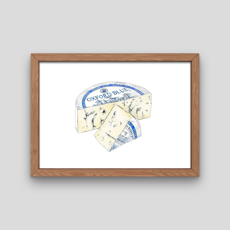 Oxford Blue Cheese Drawing Giclée Print Cheese Illustration - Etsy
