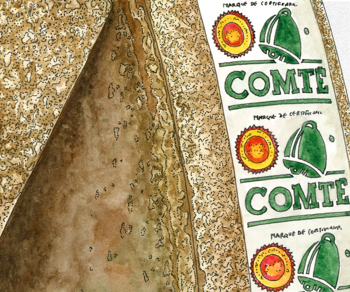 Comté Cheese Drawing Hand Drawn Cheese Illustration Kitchen - Etsy UK