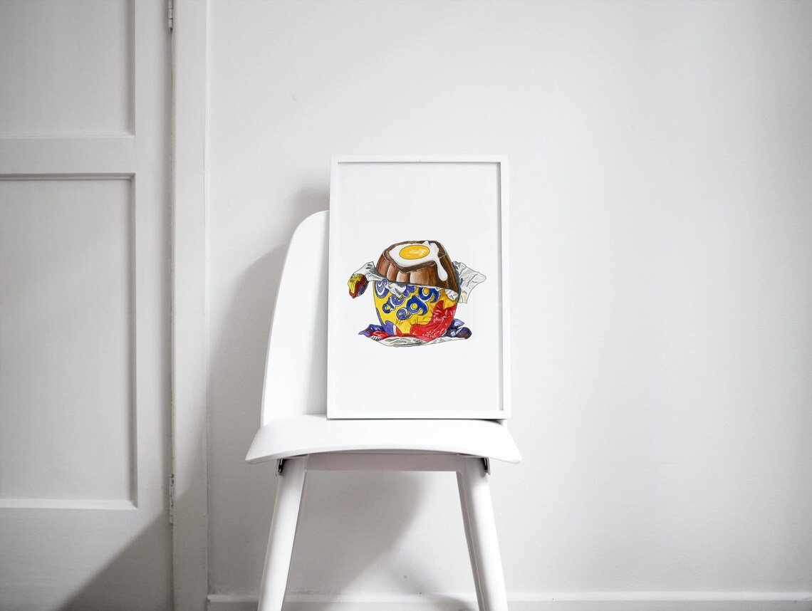 Creme Egg Illustration, Hand Drawn, Food Art, Kitchen Art, Foodie Gift ...