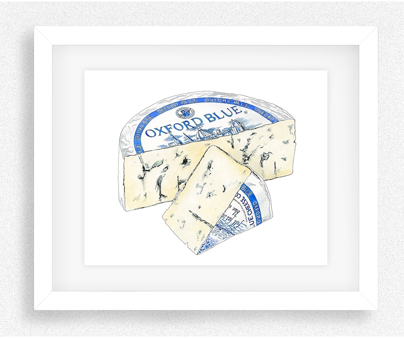Oxford Blue Cheese Drawing Giclée Print Cheese illustration | Etsy