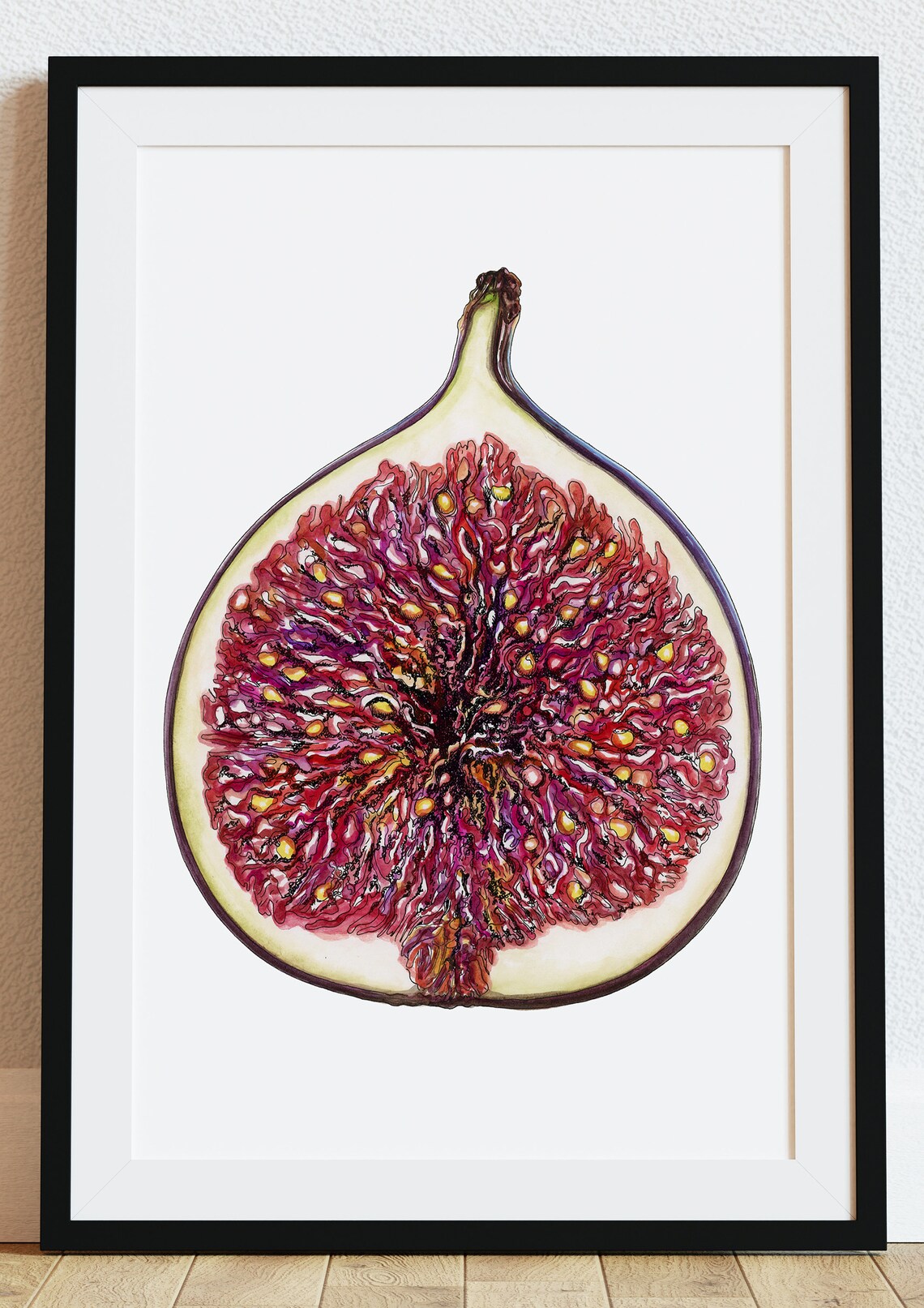 Fig Botanical Drawing, Fruit Print, Kitchen Art, Kitchen Decor ...