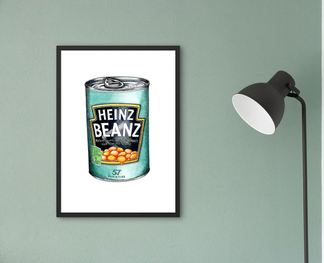 Baked Beans Print, Hand Drawn, Kitchen Print, Home Decor, House Warming ...