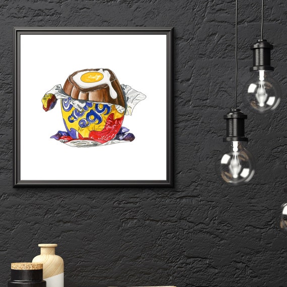 Creme Egg Illustration Hand Drawn Food Art Kitchen Art - Etsy