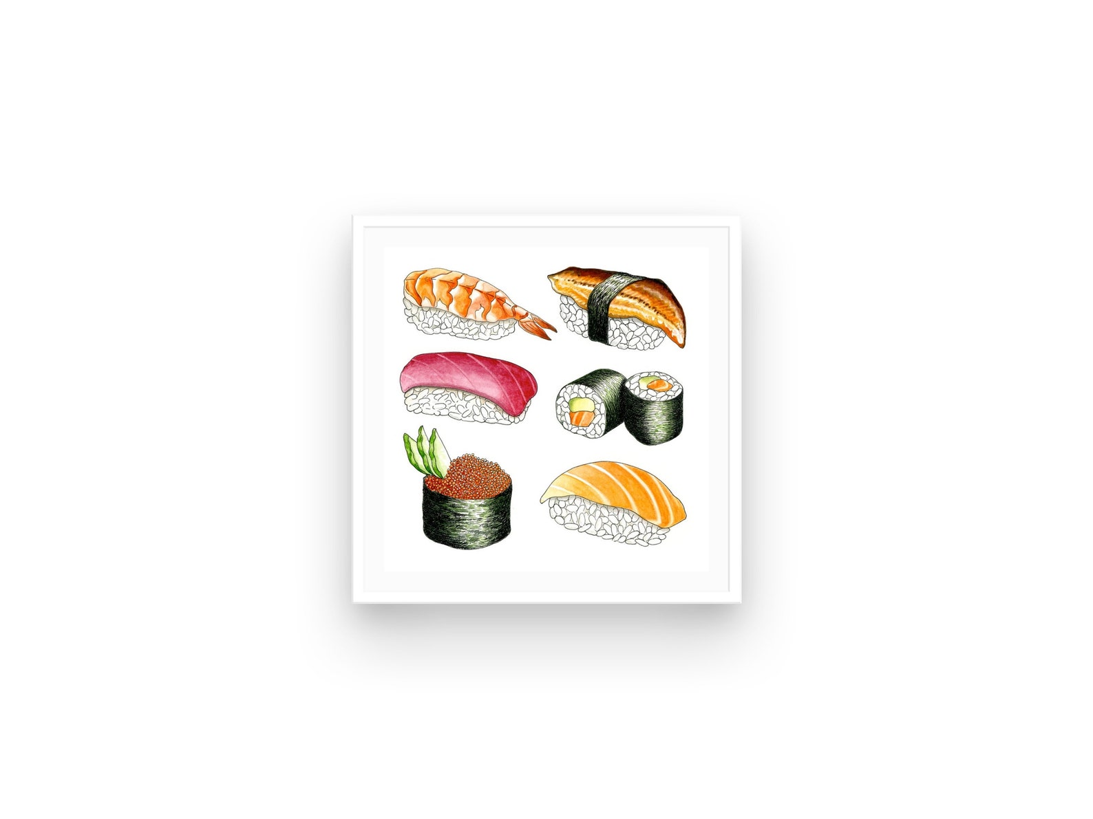 Sushi, Sushi Illustration, Sushi Gift, Sushi Pen and Ink Drawing ...