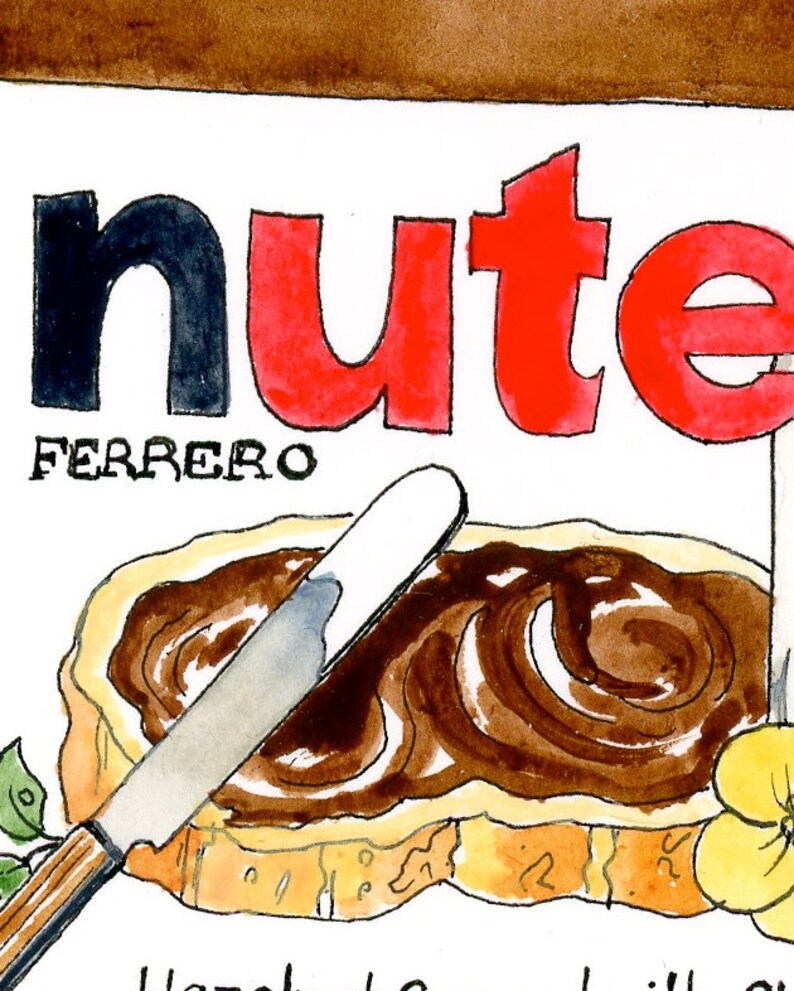 Nutella Illustration Hand Drawn Chocolate Spread Foodie | Etsy