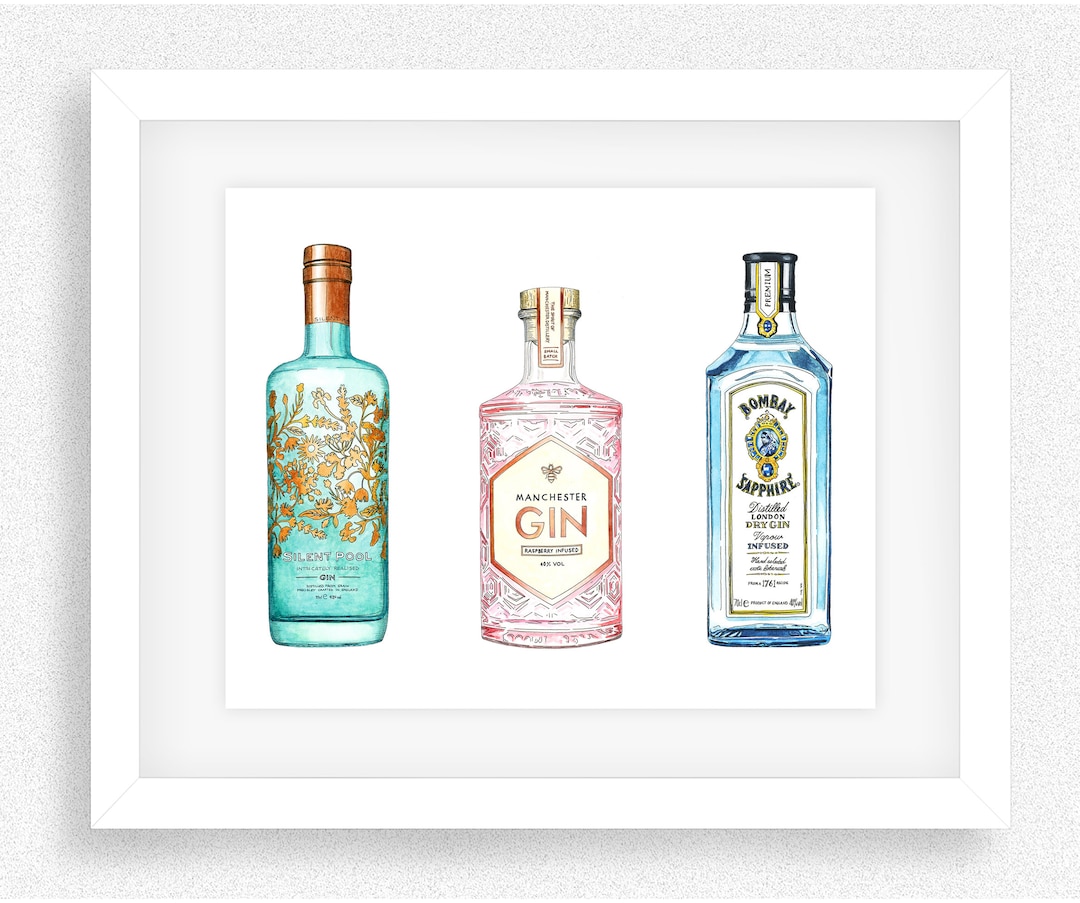 Gin Trio, Gin Print, Gin Poster, Home Gin Bar Gift, House Warming Gift ...
