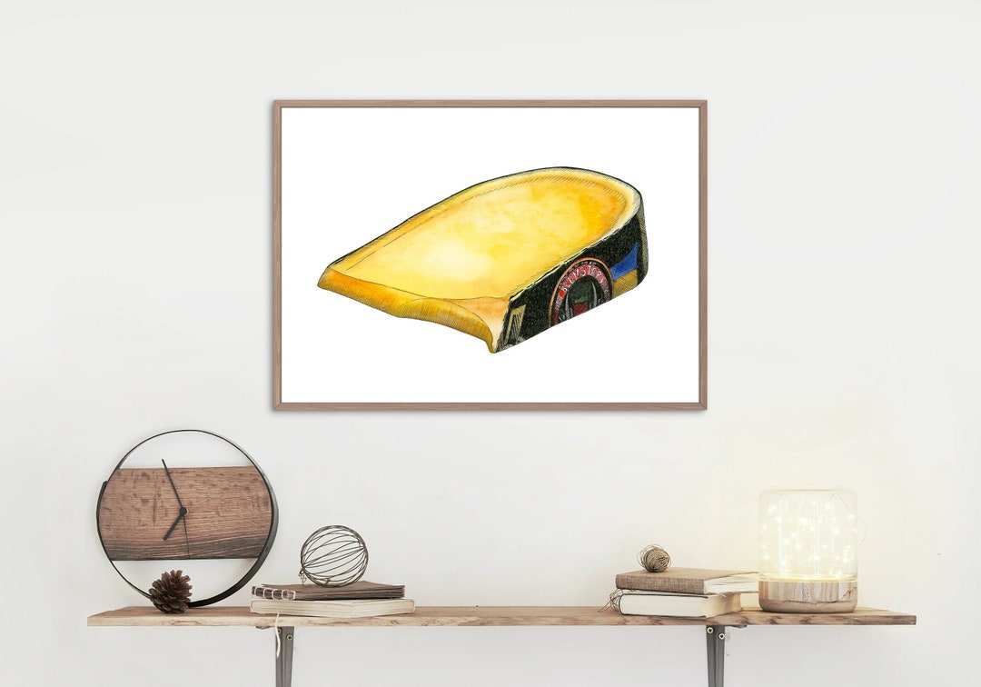 Gouda Cheese Drawing, Hand Drawn, Cheese Illustration, Kitchen Art ...