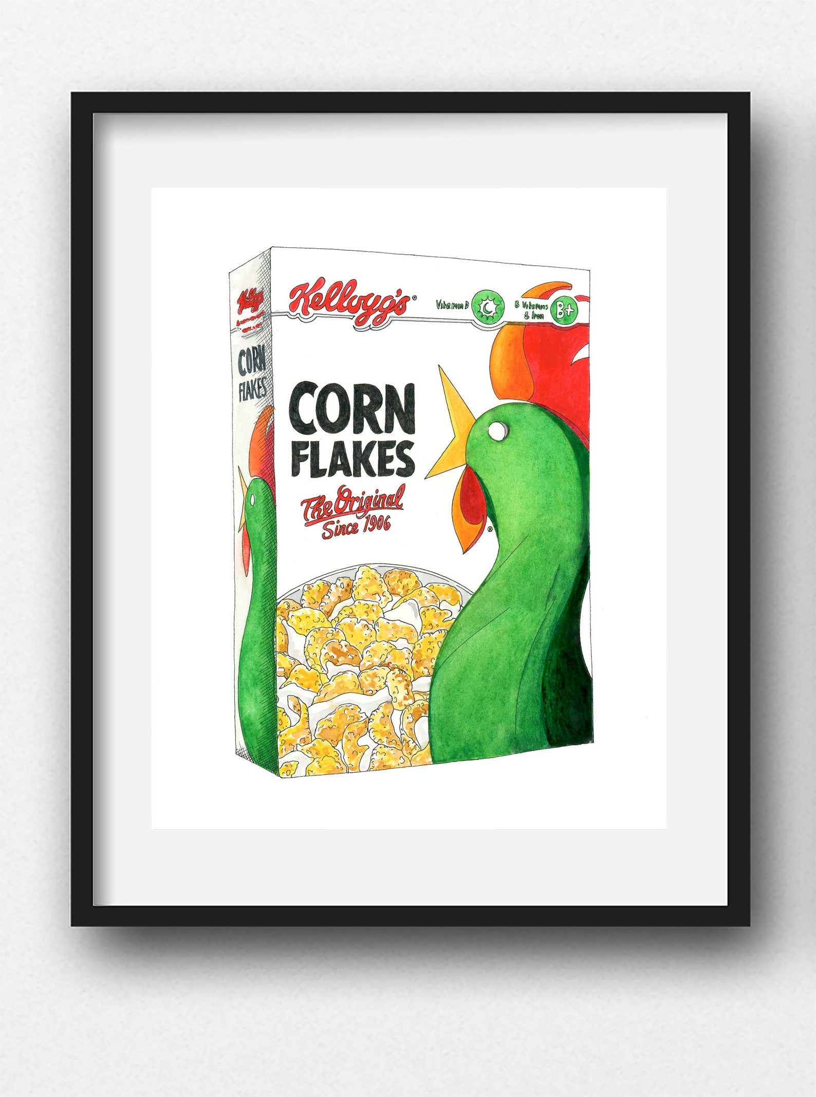 Cornflakes Illustration Hand Drawn Breakfast Print Kitchen - Etsy