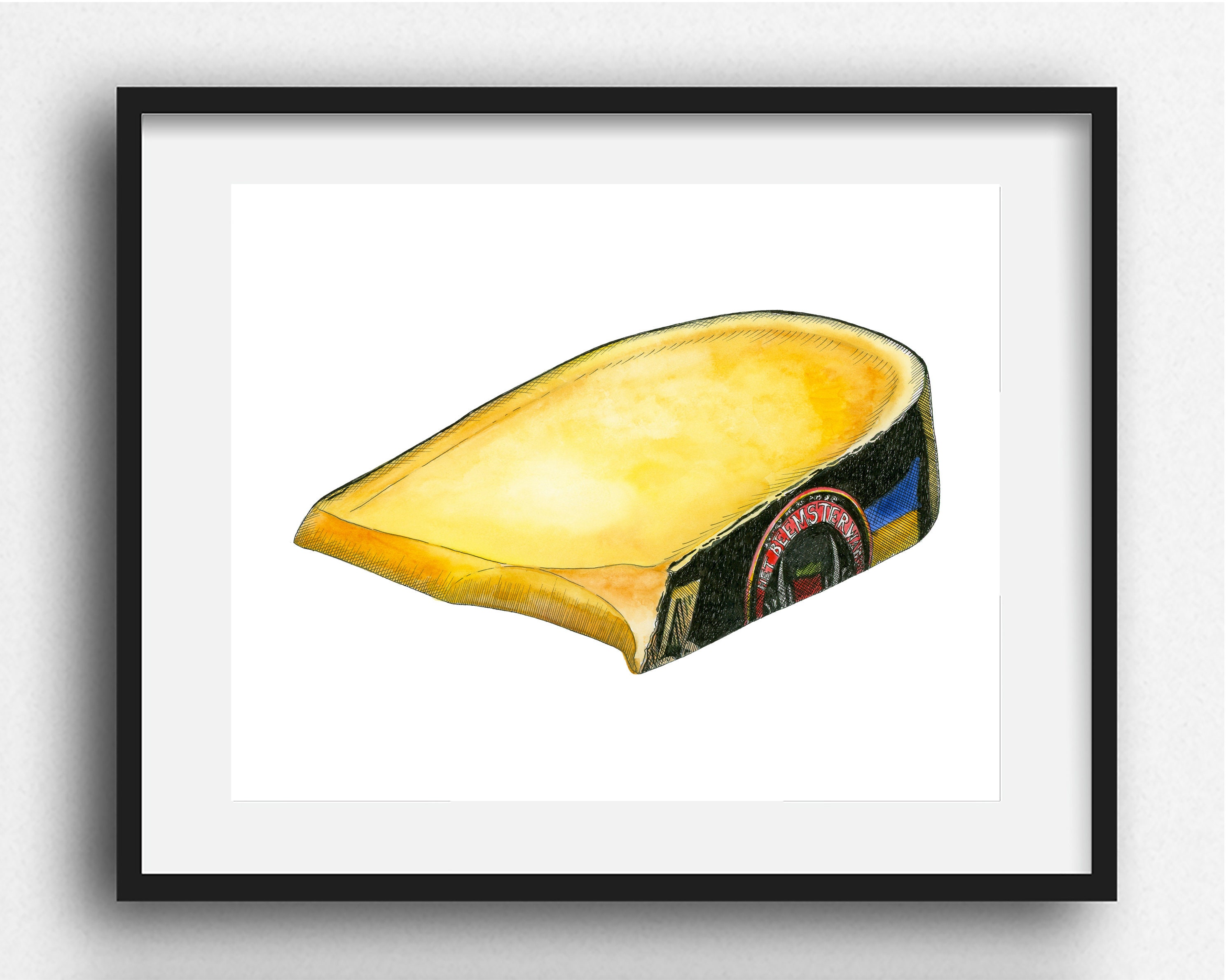 Gouda Cheese Drawing, Hand Drawn, Cheese Illustration, Kitchen Art ...