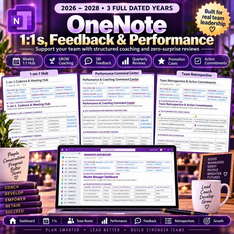 Onenote Planner 2026-2028 Manager Planner, Team Lead Digital Work ...