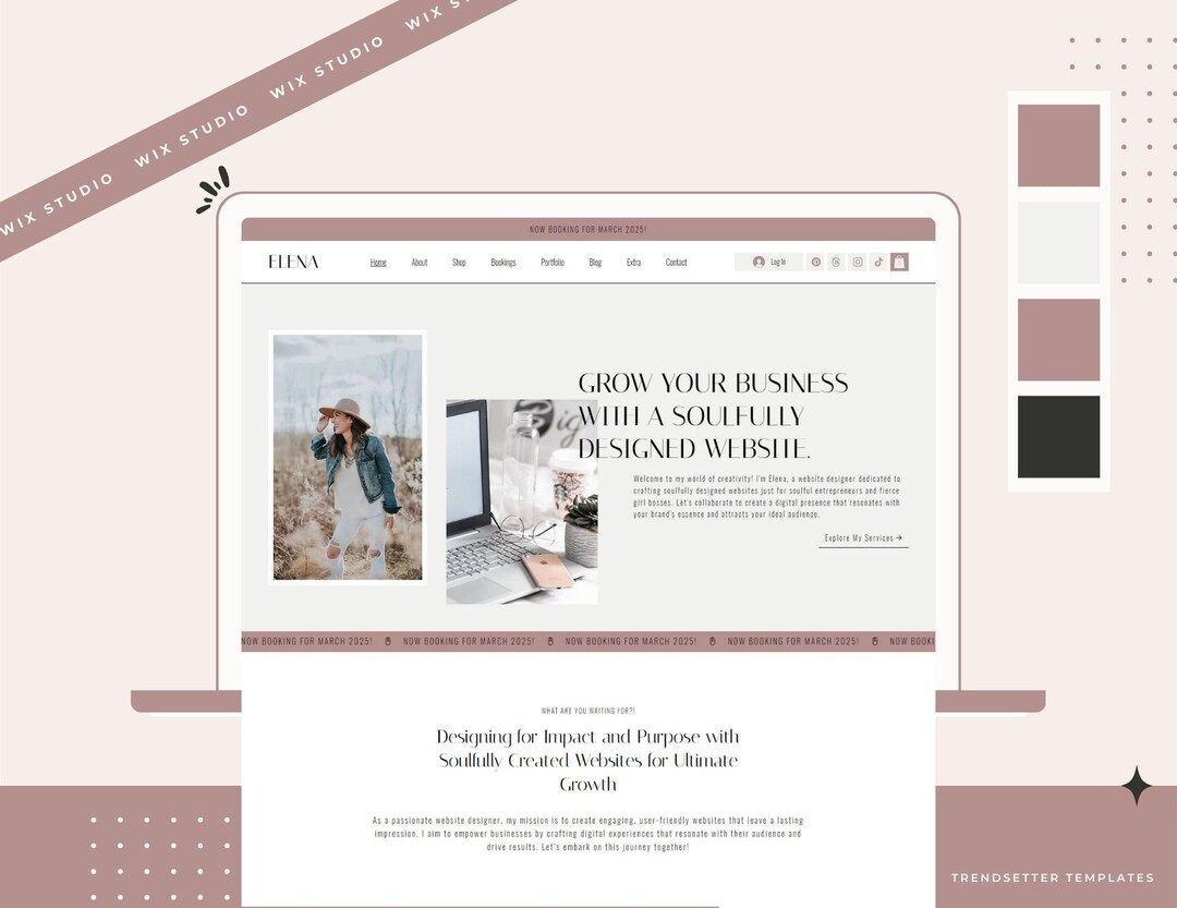 Aesthetic Creative Agency Website Template | Elena Wix Studio Template | Website Template ...