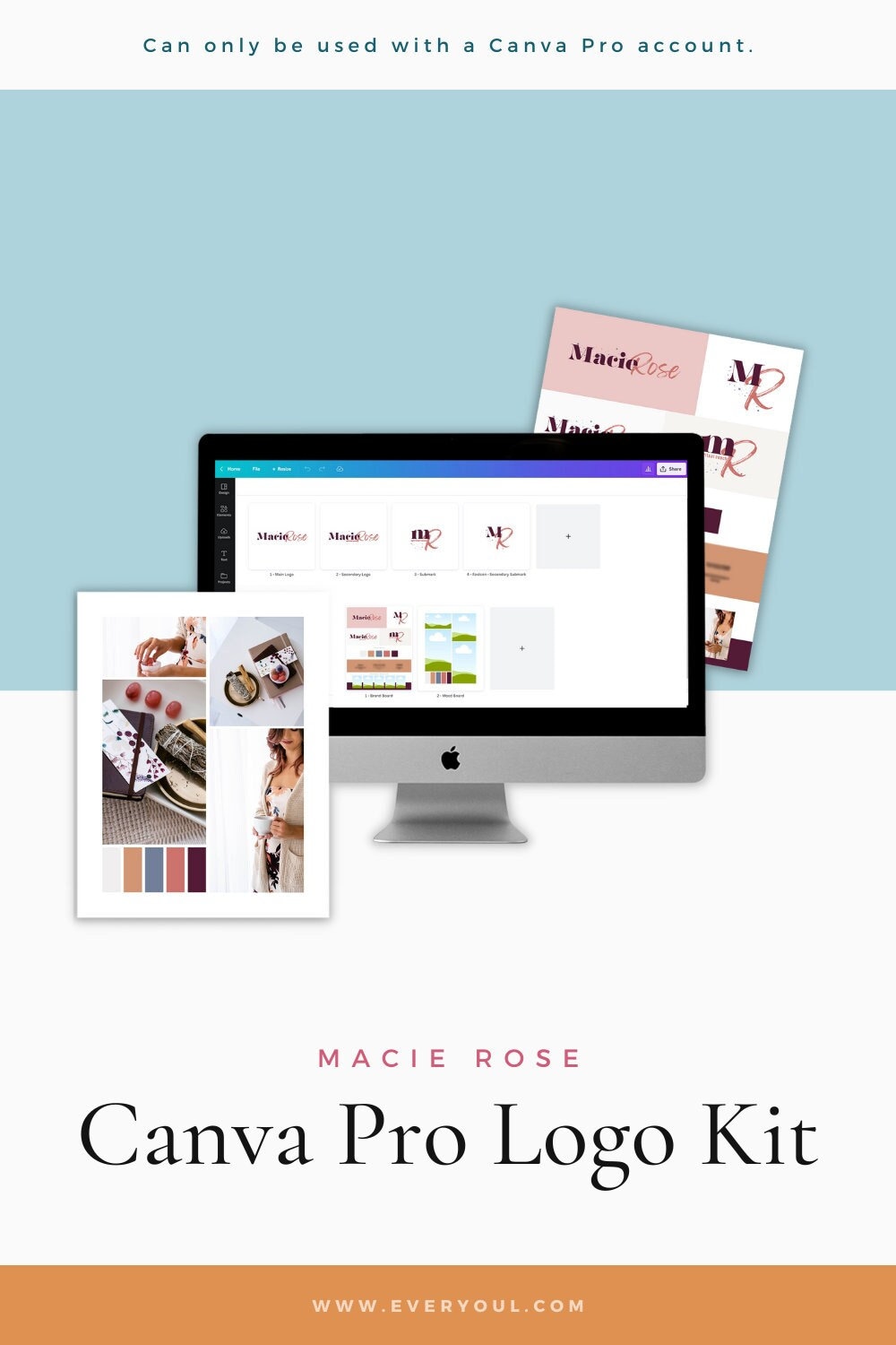 Macie Rose Canva Logo Branding Kit, Canva Logo, Feminine Logo Kit ...