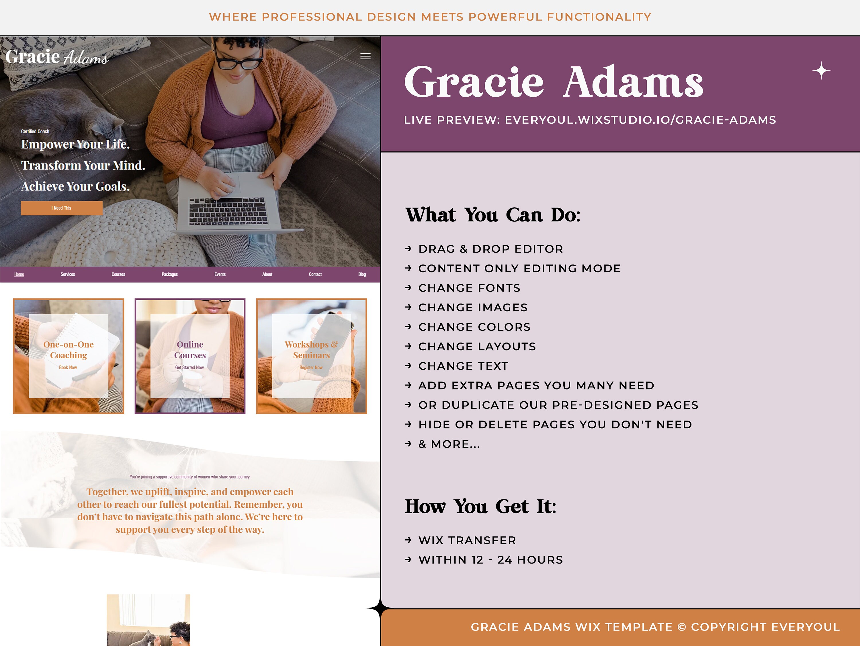 Wix Website Template Diy Gracie Adams Wix Template, Coach Service Wix ...