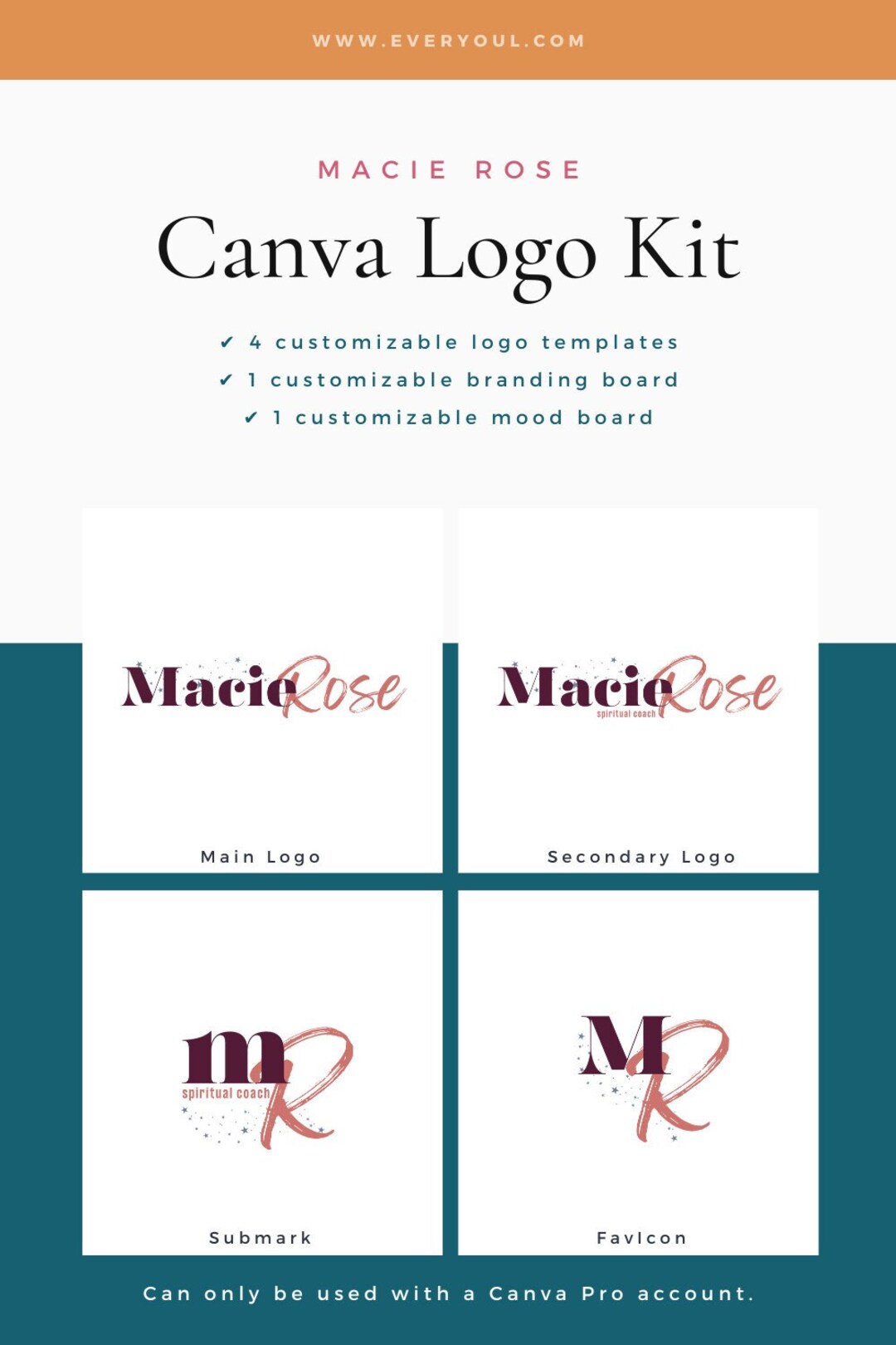 Macie Rose Canva Logo Branding Kit, Canva Logo, Feminine Logo Kit ...