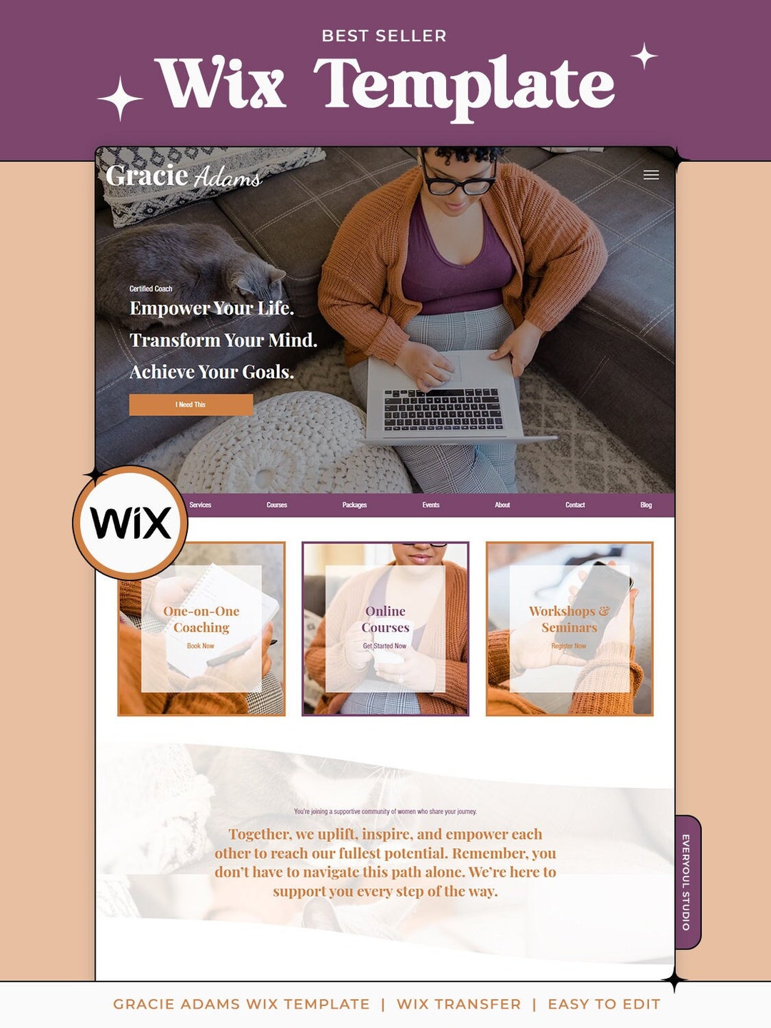 Wix Website Template Diy Gracie Adams Wix Template, Coach Service Wix ...