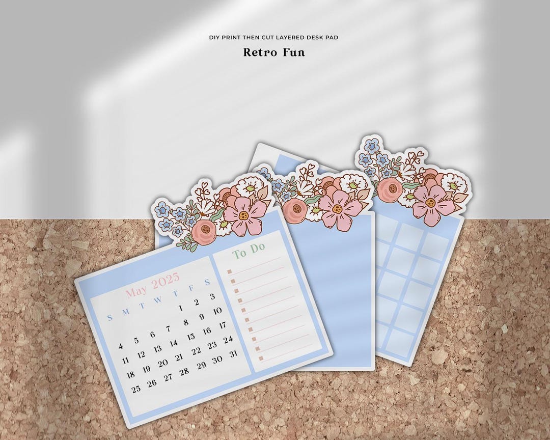 Retro Fun Interchangeable Layered Desk Pad May 05 Desk Calendar Print ...