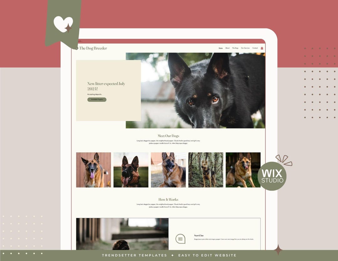 Wix Website Template Diy the Dog Breeder Wix Template, Dog Breeder Wix ...