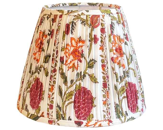 French Style Floral Stripe Pleated Lamp Shade, Ready to Ship - Etsy