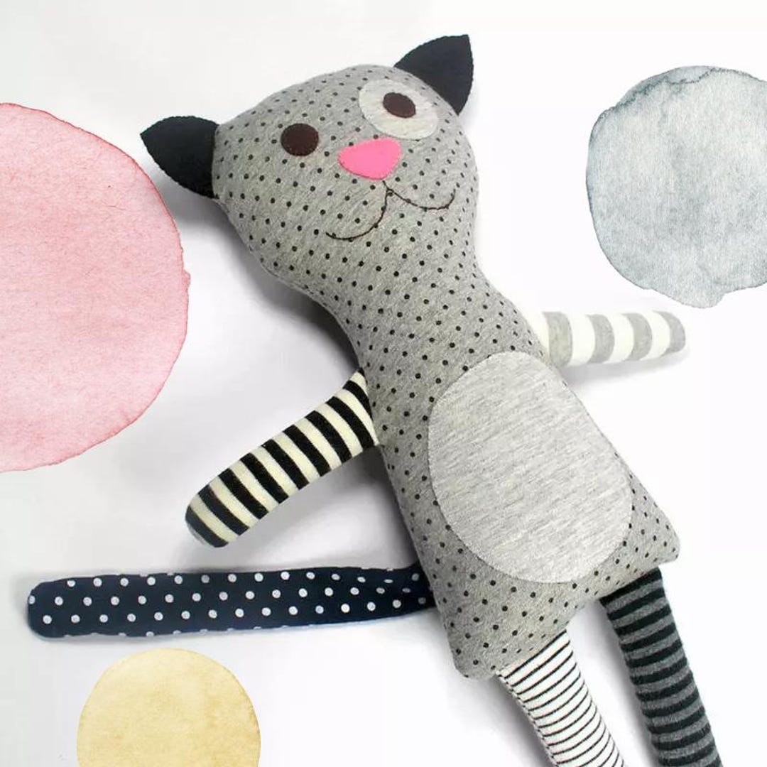 Plush Toy Cat, Poppy Cat, Soft Stuffed Animal, Striped Toy Cat, Cat ...