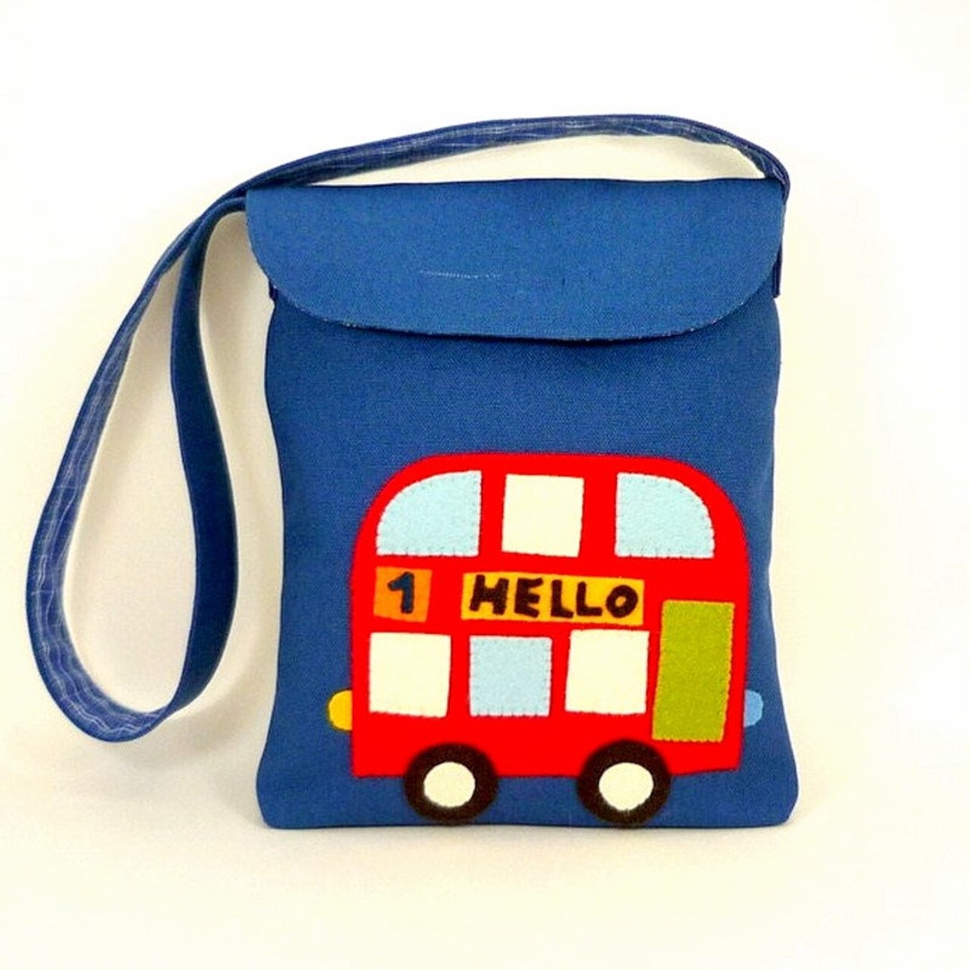 Boy Messenger Bag London Bus Bag Navy Blue Canvas Bag With Bus Applique ...