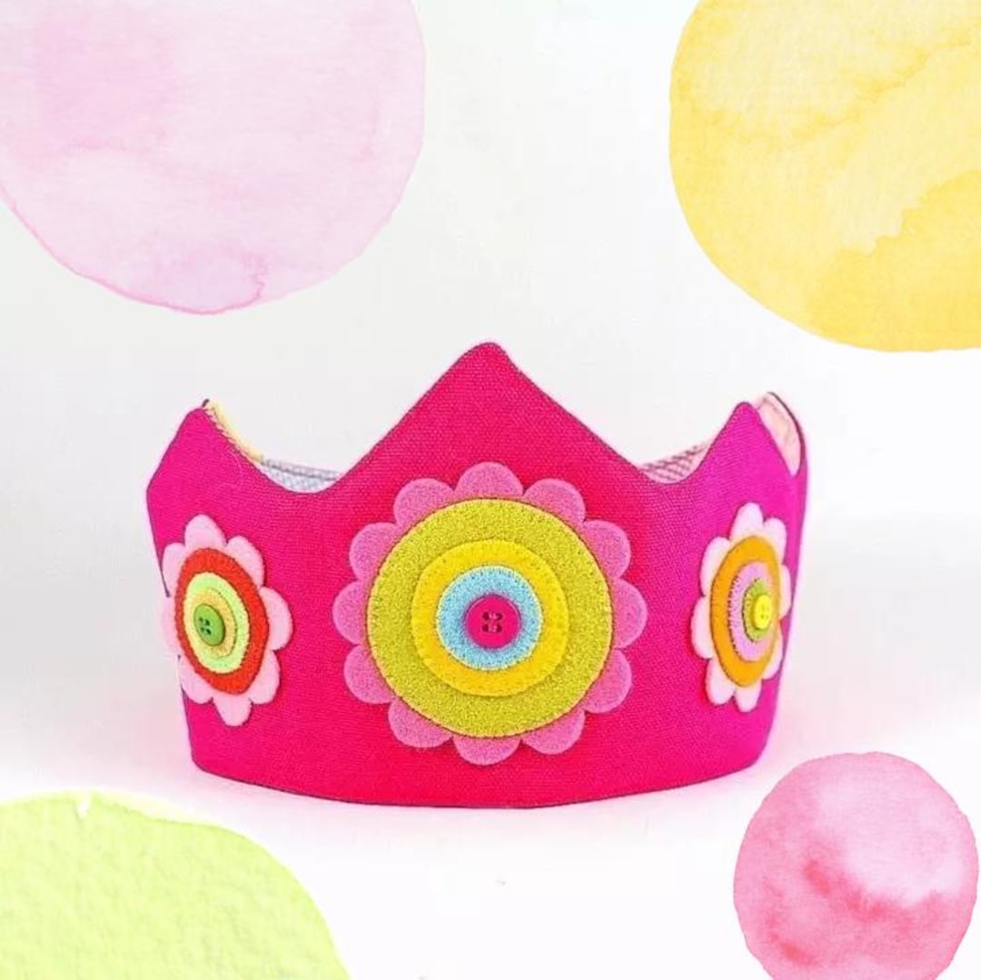Birthday Crown / Flower Rainbow Play Crown / Dress up Crown / Pink ...