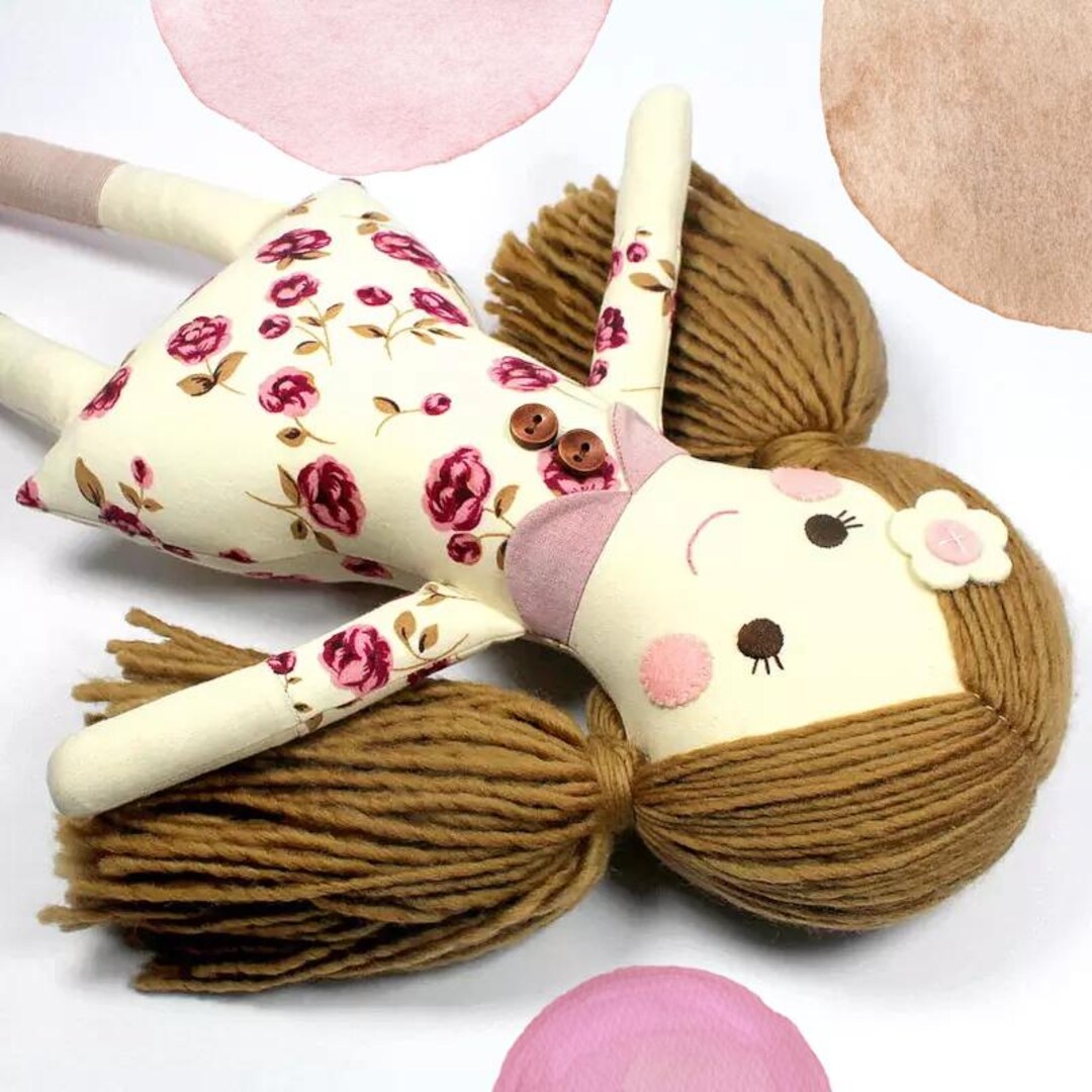 Doll With Yarn Hair | Handmade Rag Doll | Camille Cloth Doll | First ...