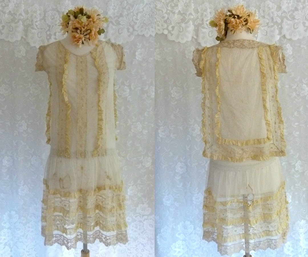 Flapper Dress Tulle and Lace Hand made 1920's - Etsy