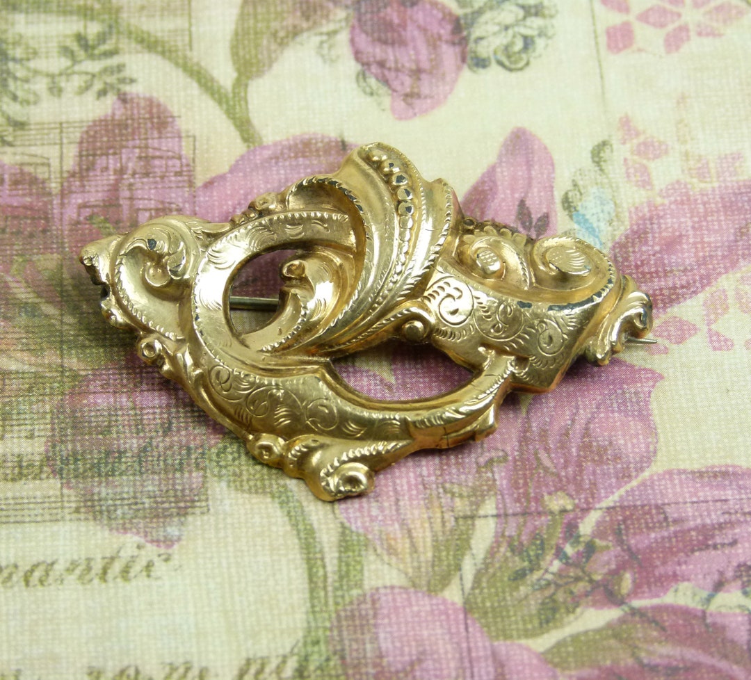 Victorian Gilded Gold Art Nouveau Brooch | Wire C Clasp - Etsy