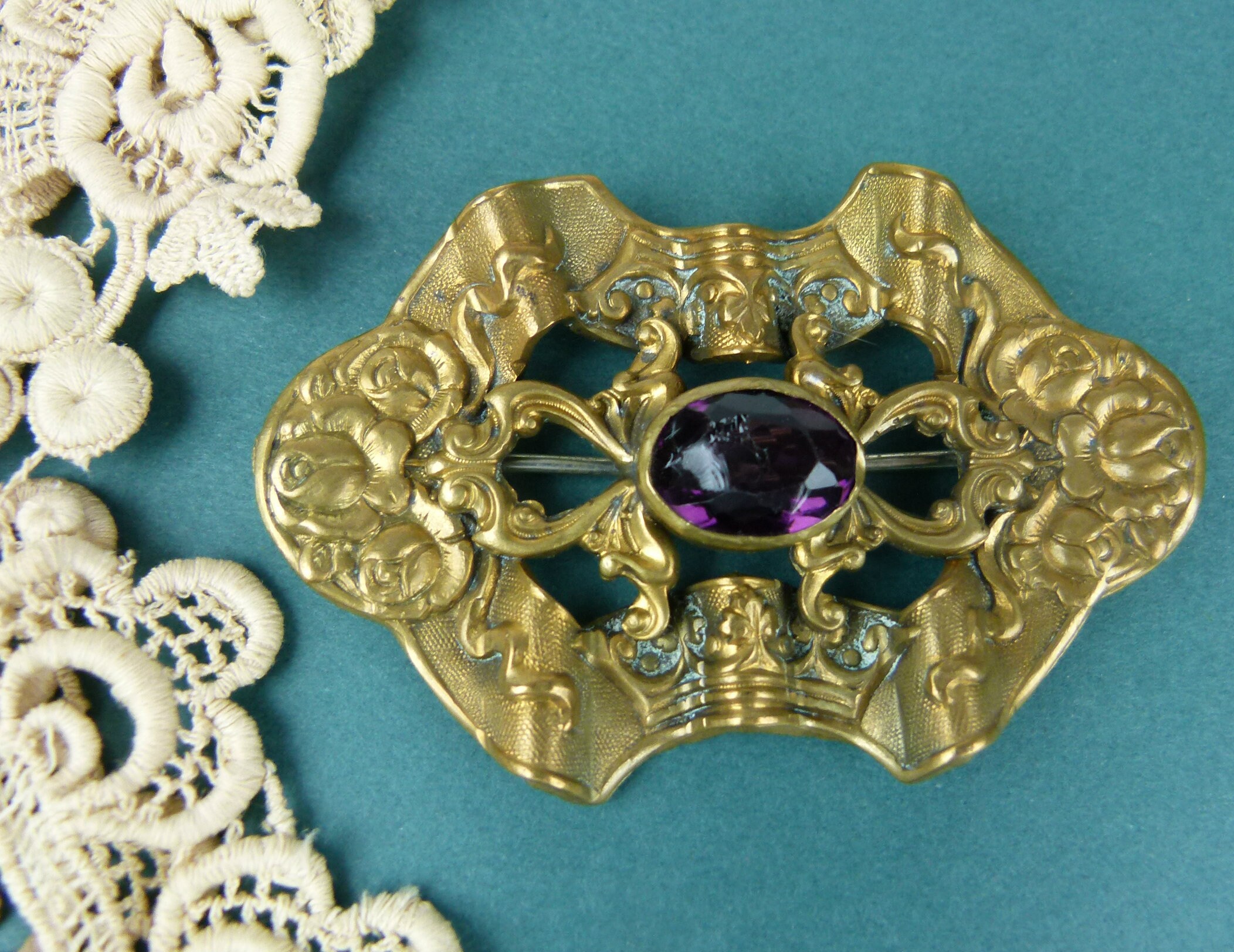 Vintage Stamped Brass Sash Pin Brooch Victorian . Art Deco - Etsy.de