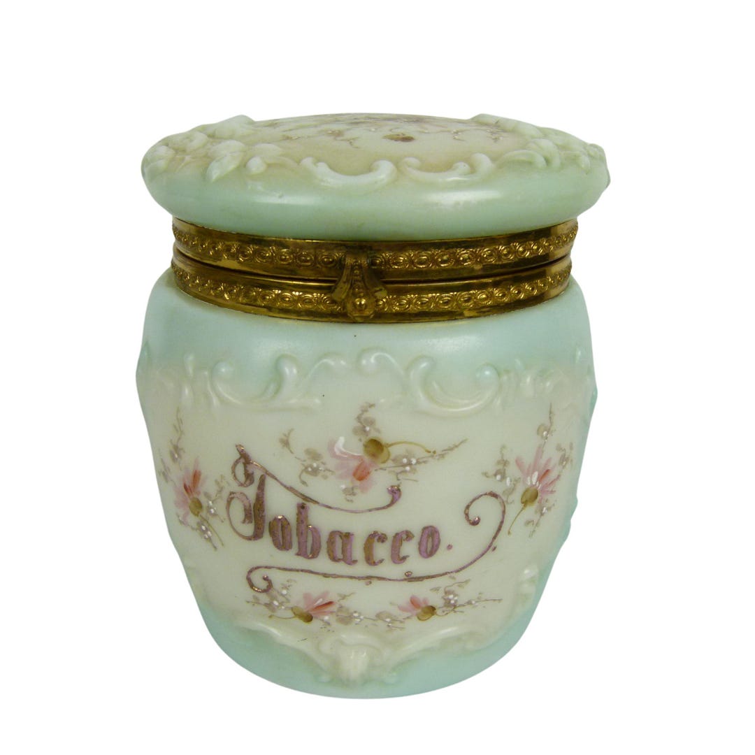 Antique Wave Crest Opal Glass Cigar Box Humidor | by C. F. Monroe Co ...